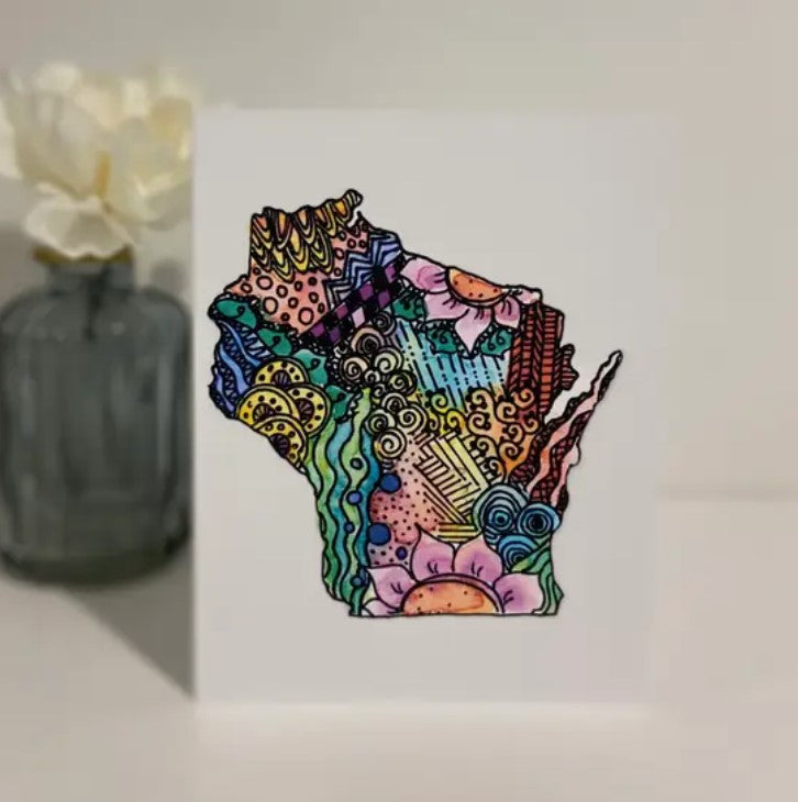 Ink + Splash - Zentangle Wisconsin Card – Locally Inspired WI